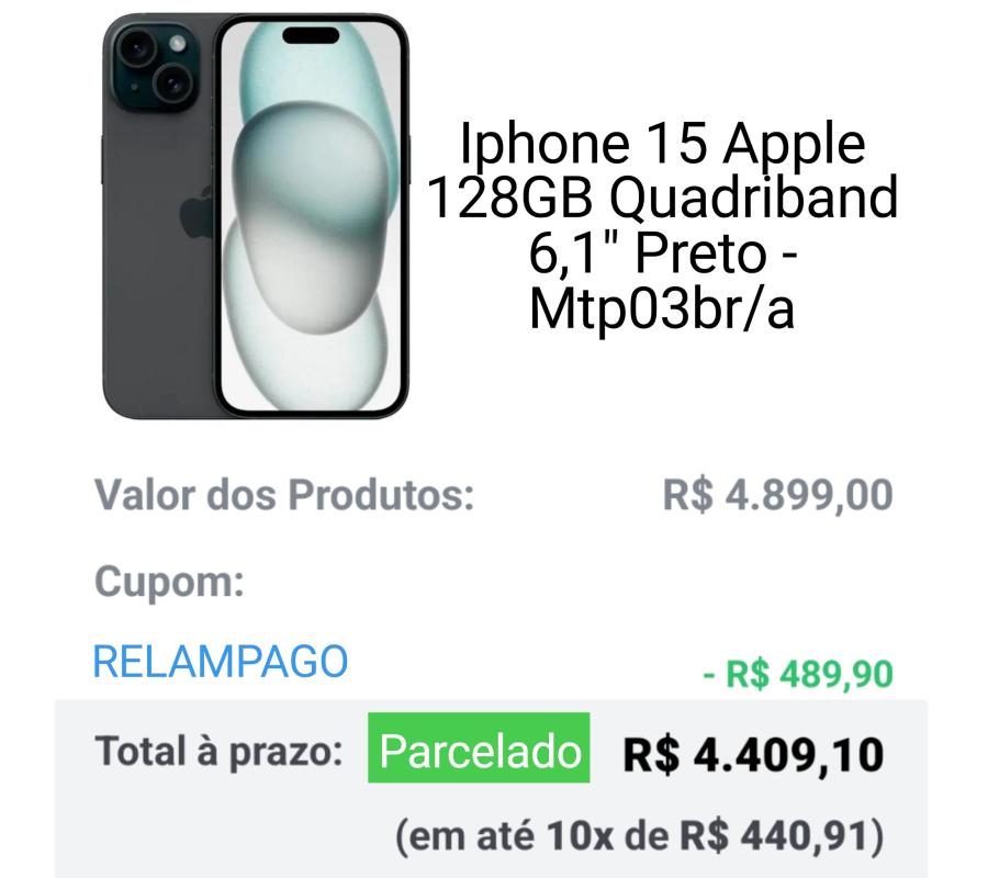 Promoção de Hoje - iPHONE 15 APPLE 128GB